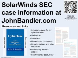 SolarWinds breach and the 2023 SEC lawsuit - John Bandler